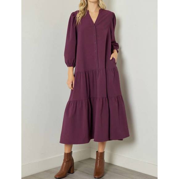 entro | Dresses | New Entro Hard Truth Midi Dress In Eggplant | Poshmark